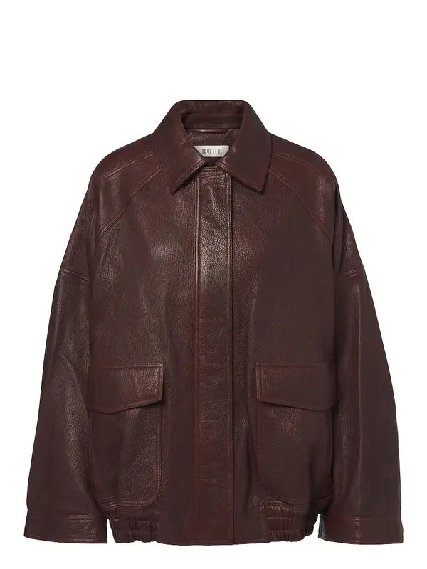 RÓHE Leather Blouson Jacket - Brown