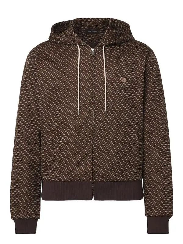 WALES BONNER Hooded Jacquard Track Jacket - Brown
