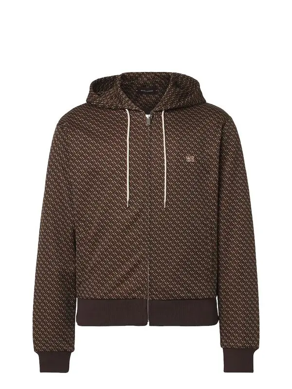 WALES BONNER Hooded Jacquard Track Jacket - Brown