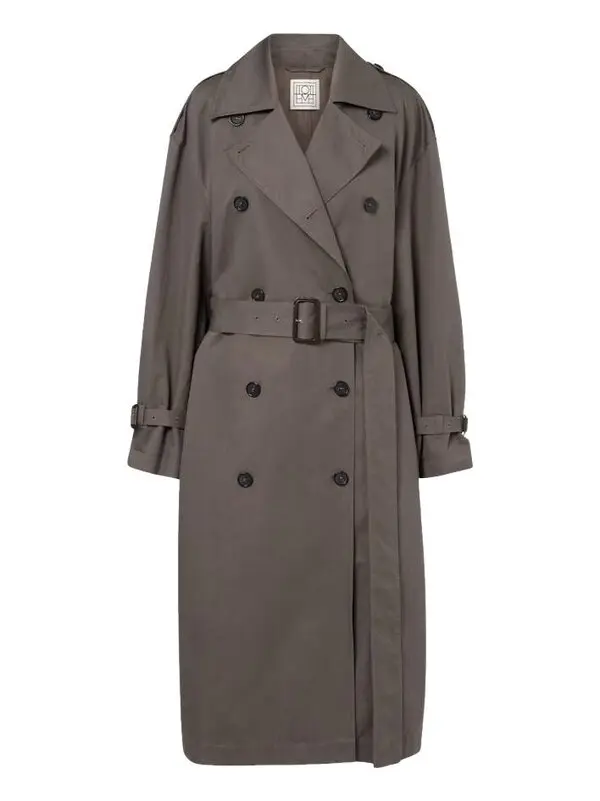 TOTEME Double-breasted Cotton-blend Trench Coat - Green