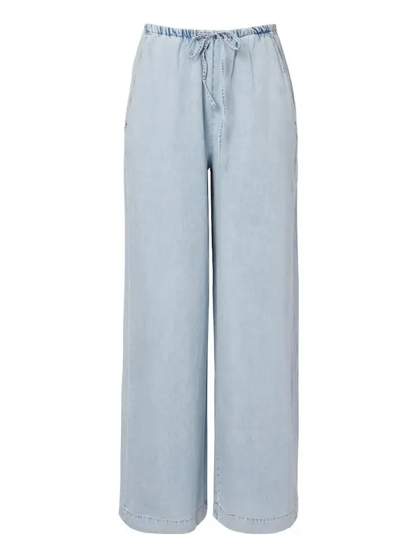 FRAME Offshore Cotton-blend Wide-leg Pants - Blue