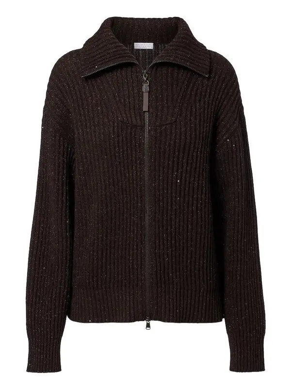 Brunello Cucinelli Monili Zip-up Sweater - Brown