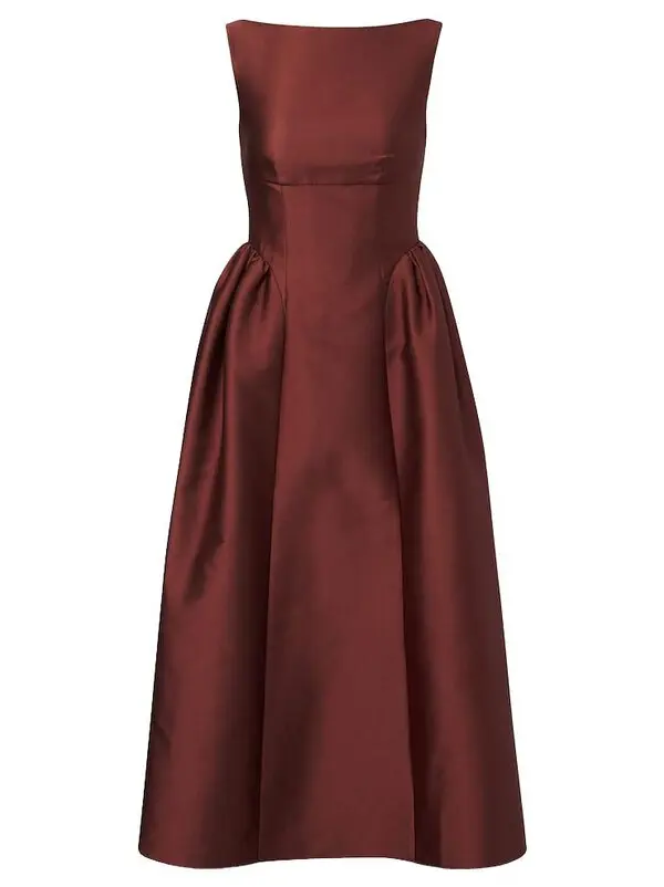 Roland Mouret Taffeta Midi Dress - Brown