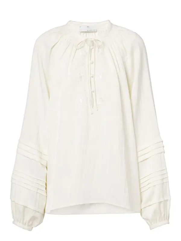 XU ZHI Oversized Embroidered Blouse - White