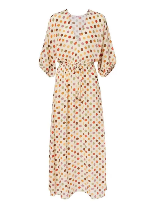 ERES Polka Dot Silk Kaftan - Beige