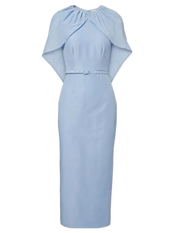 Roland Mouret Belted Cape Effect Midi Dress - Blue