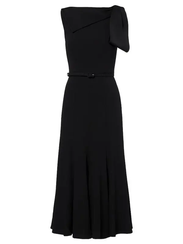Roland Mouret Bow-detail Belted Midi Dress - Black