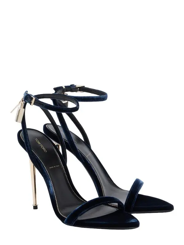 TOM FORD Padlock Velvet Sandals - Blue