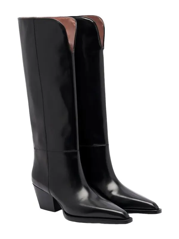 Paris Texas Jane Leather Knee-high Boots - Black