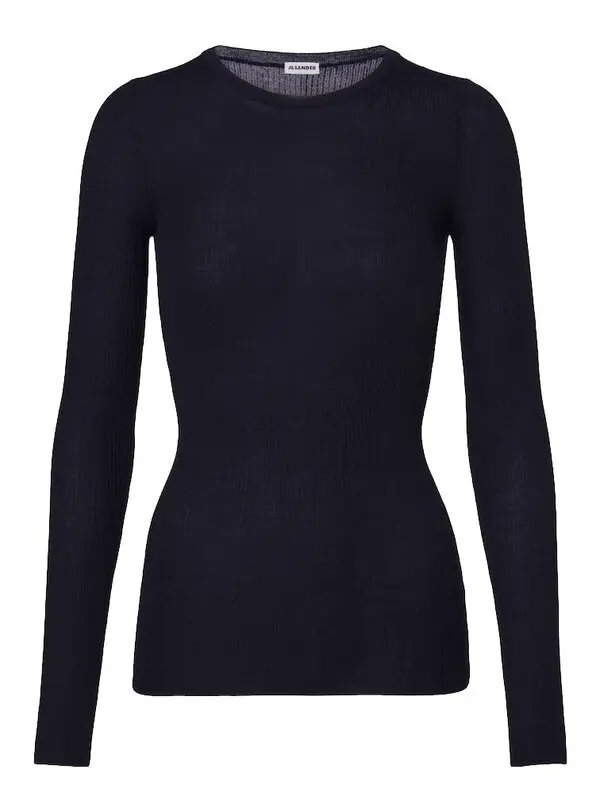 JIL SANDER Ribbed Knit Sweater - Blue