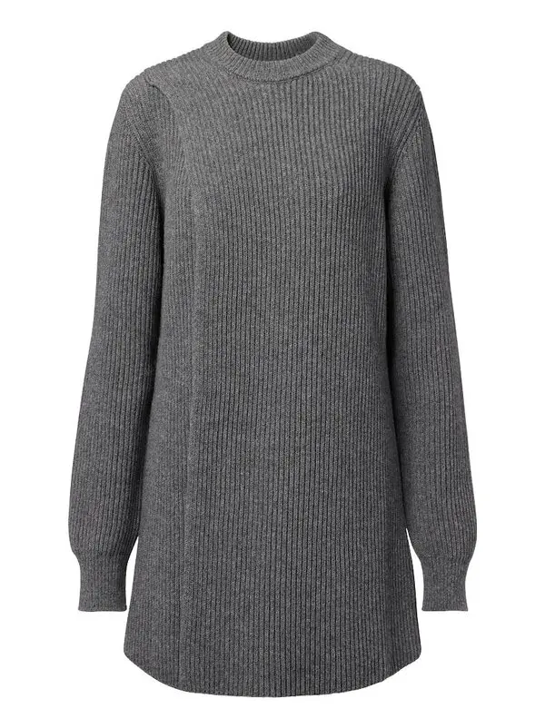 JIL SANDER Ribbed-knit Wool Crewneck Sweater - Grey