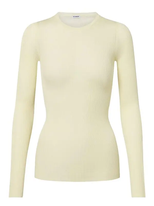 JIL SANDER Ribbed-knit Wool Sweater - Yellow