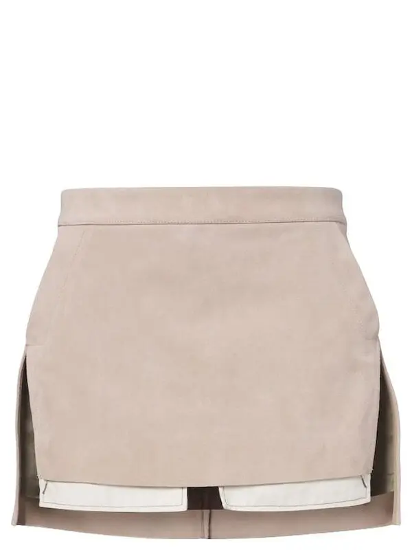 Rick Owens Suede Mini Skirt - Beige