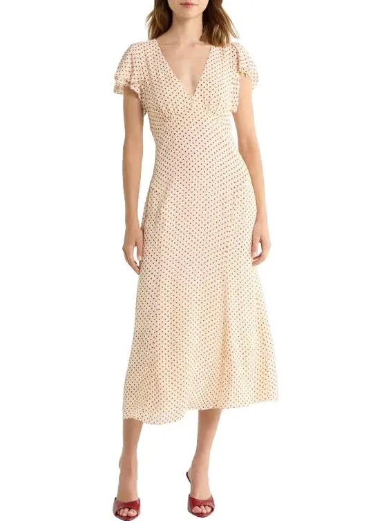 REFORMATION Frost Dot Flutter Sleeve Maxi Dress - Marilyn Dot