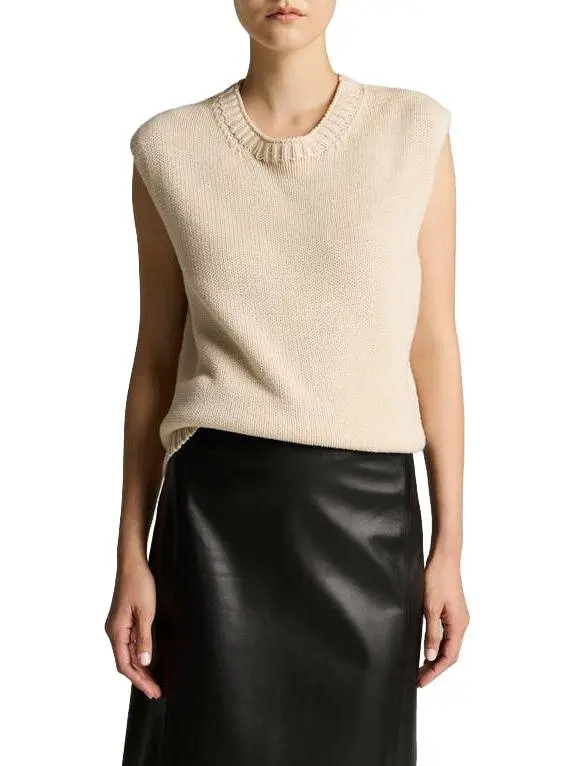 Vince Asymmetrical Crewneck Sweater Vest - Bone