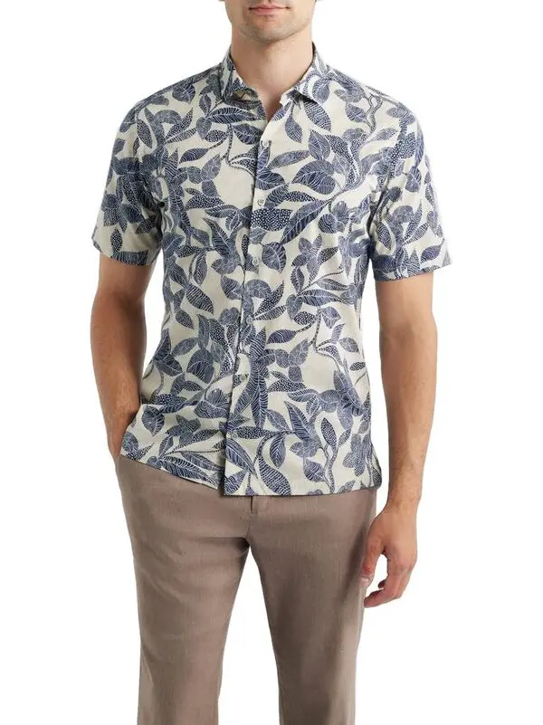Tori Richard Branching Out Short Sleeve Button-up Shirt - Ivory