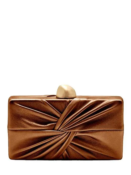 Cult Gaia Lisse Leather Clutch With Sunburst Detailing - Bronze