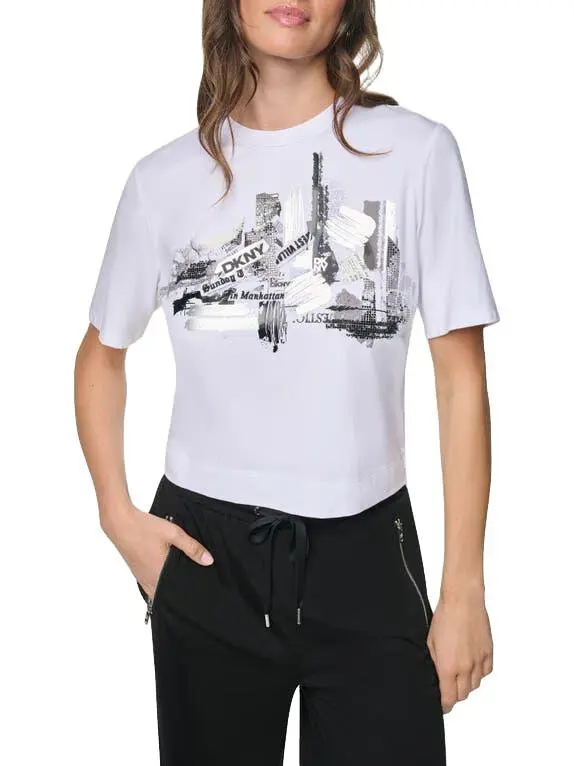Dkny Graphic Stud T-shirt - White