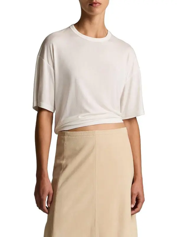 Vince Relaxed Crewneck Modal And Silk Blend T-shirt - Ivory