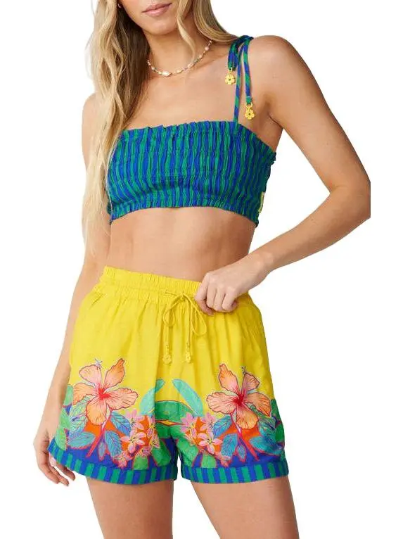 Rip Curl Bliss Frill Stripe Tie Strap Crop Tank - Blue