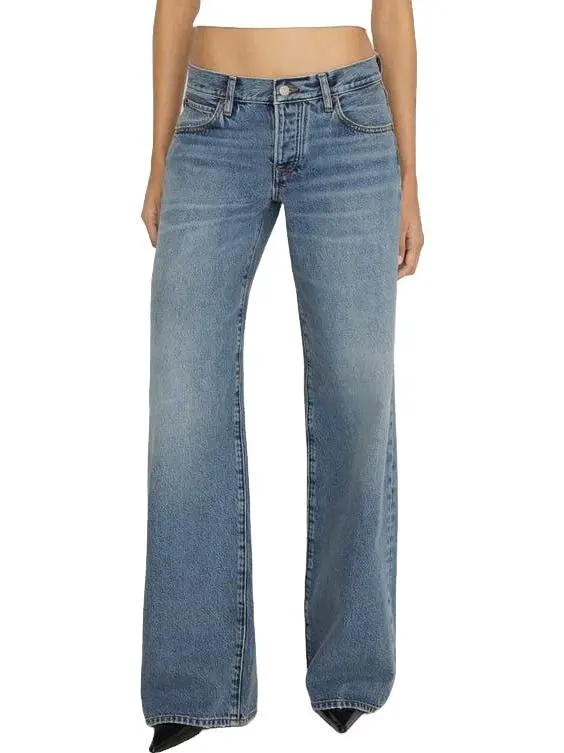 FRAME Leo Low Waist Wide Leg Jeans - Rivage