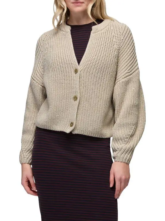 Prana Sunday River Cropped Cardigan - Beach Pebble