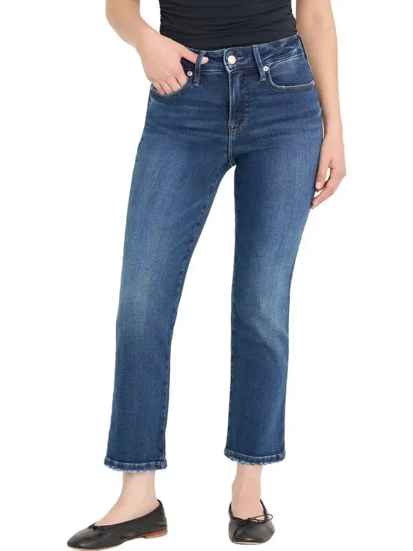 Good American Petite High Waist Straight Leg Jeans - Indigo511