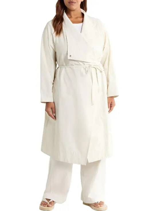 Eileen Fisher Drape Neck Coat With Removable Belt - Plstr