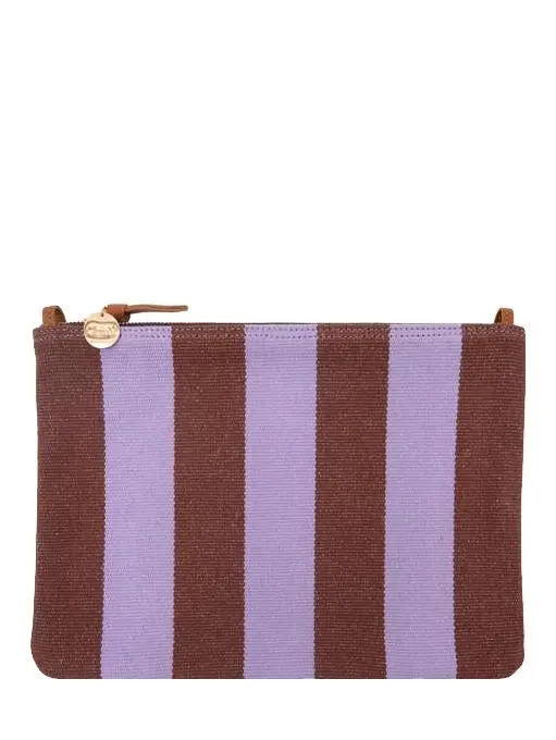 Clare V. Striped Canvas Flat Clutch - Jacaranda/hazelnut