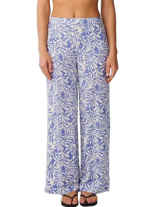 Rip Curl Party Wave Floral Wide Leg Beach Pants - White/blue