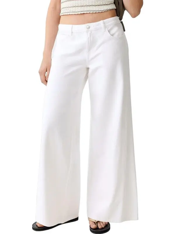 Mango Low Waist Wide Leg Jeans - White