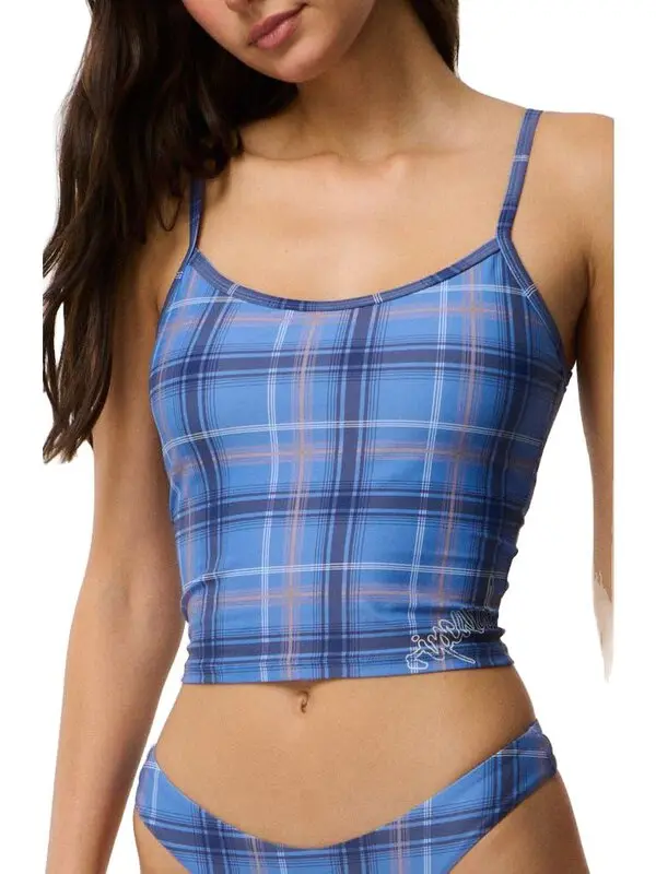 Rip Curl Archive Plaid Crop Tankini - Blue