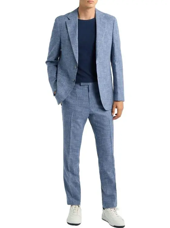 BOSS Huge Cotton & Virgin Wool Suit - Navy