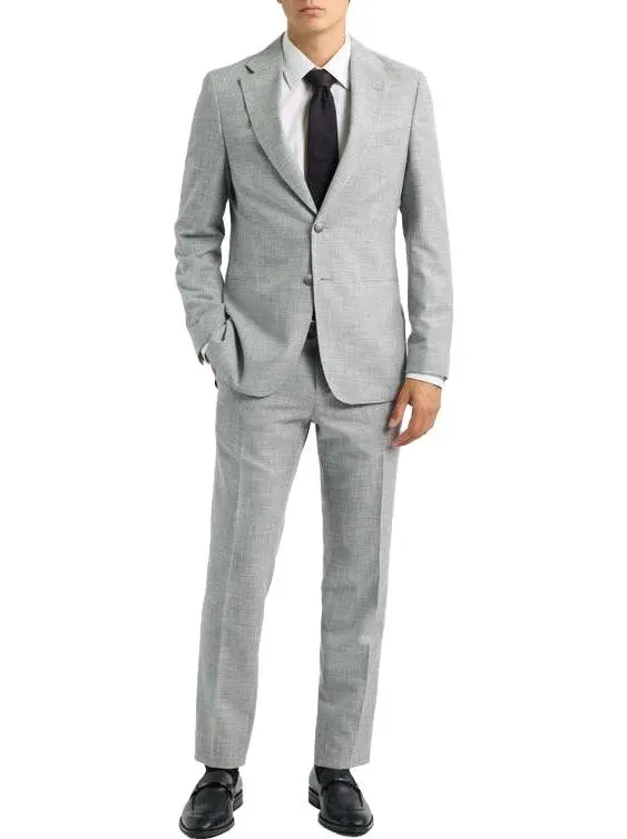 BOSS Huge Cotton & Virgin Wool Suit - Silver