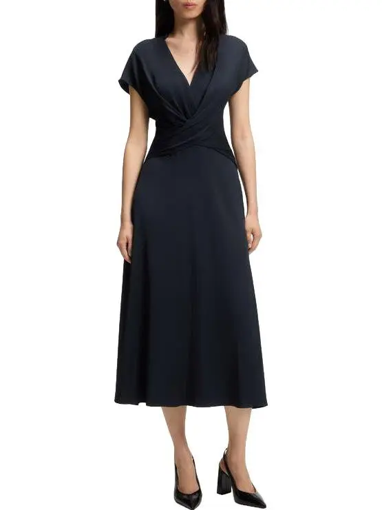 BOSS Dareza V-neck Jersey Midi Dress - Sky Captain