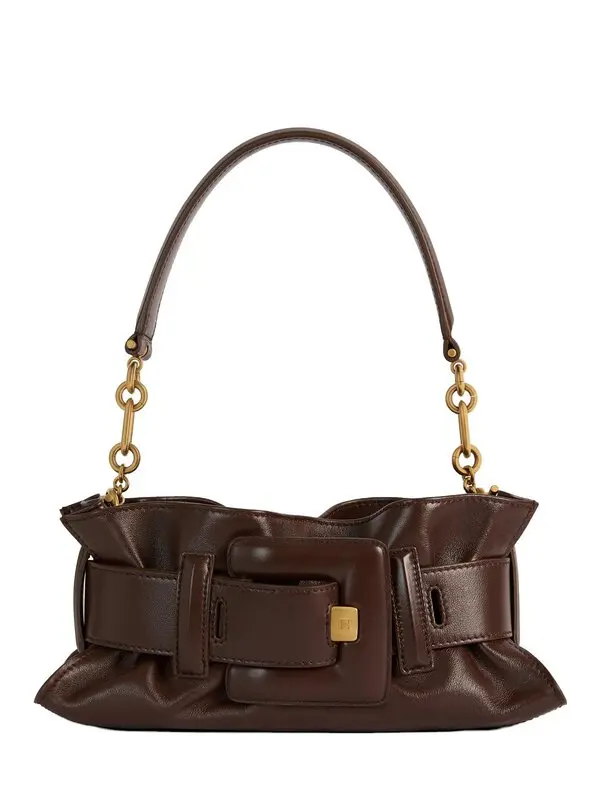 Balmain Anthem Mini Bag In Smooth Leather - Dark Brown
