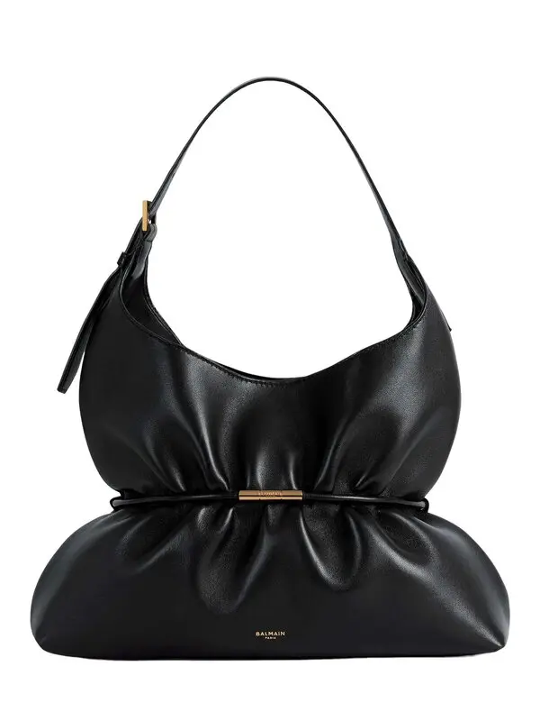 Balmain Sphynx Medium Bag In Smooth Lambskin - Black