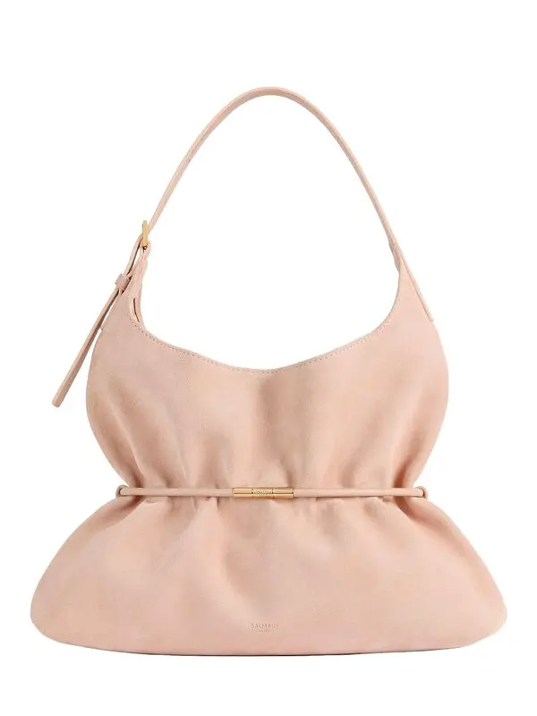 Balmain Sphynx Medium Suede Bag - Pink
