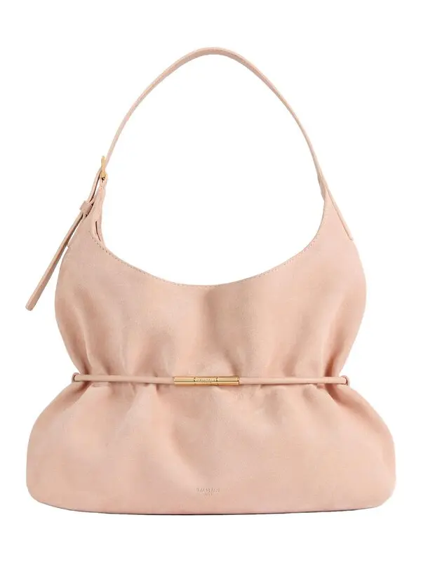 Balmain Sphynx Medium Suede Bag - Pink