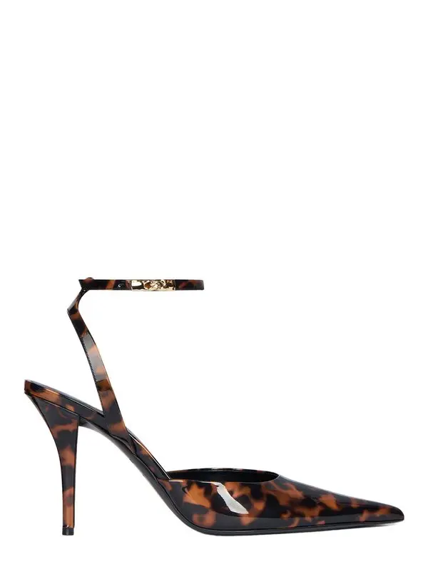 Balmain Printed Patent Leather Strappy Pumps - Brown