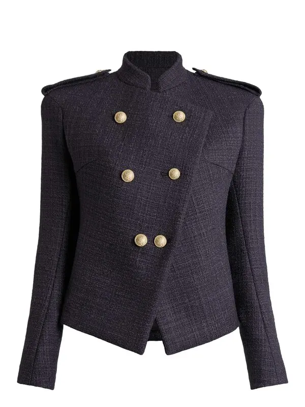 Balmain Tweed 6-button Jacket - Blue