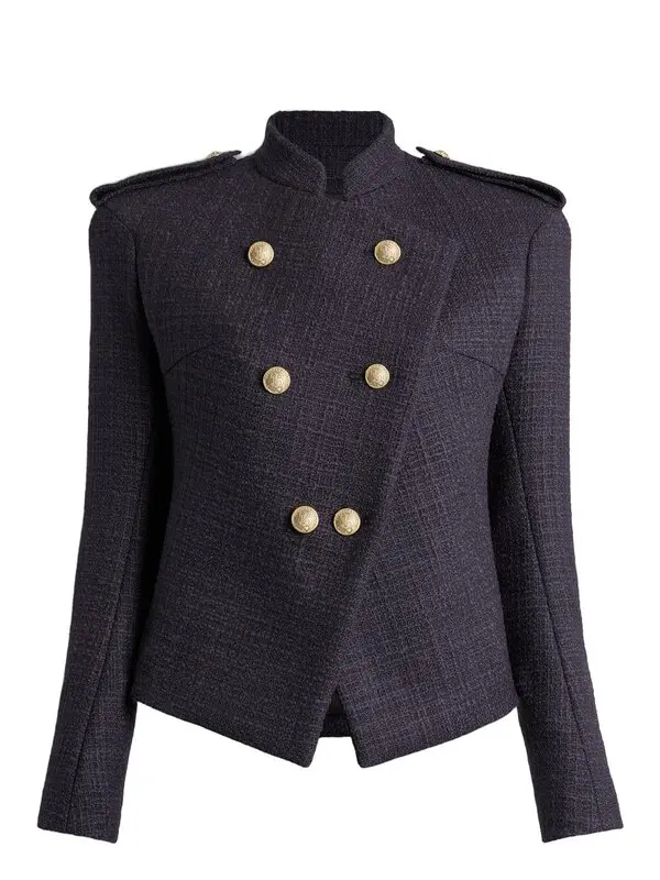 Balmain Tweed 6-button Jacket - Blue