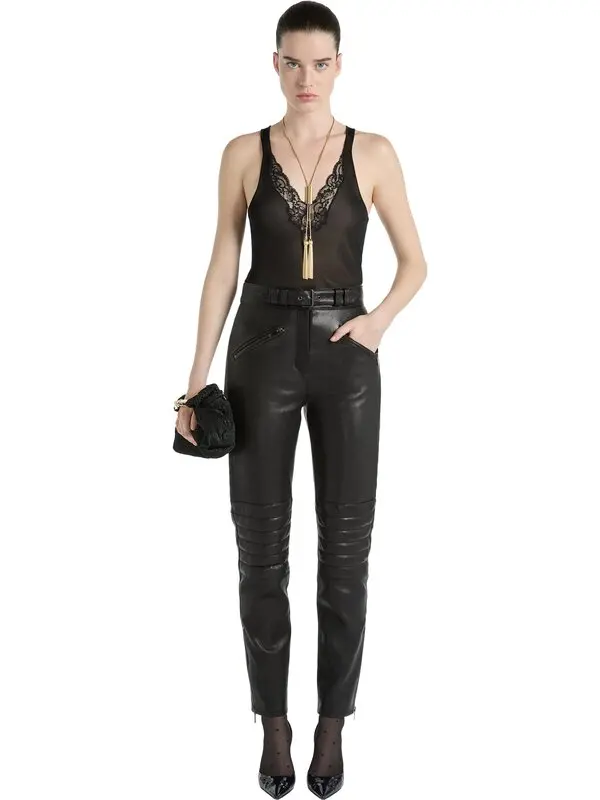 Balmain Knit Vest Top With Lace Trim - Black
