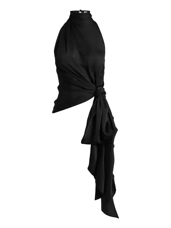 Balmain Open-back Silk Chiffon Top - Black