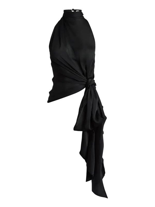 Balmain Open-back Silk Chiffon Top - Black