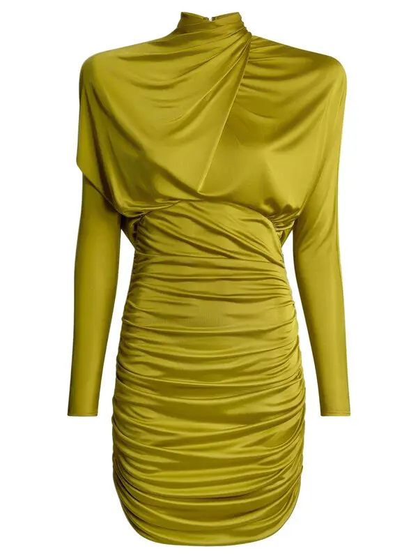 Balmain Draped Flowing Jersey Dress - Green
