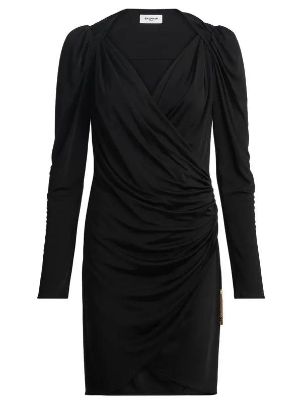 Balmain Draped Flowing Jersey Dress - Black