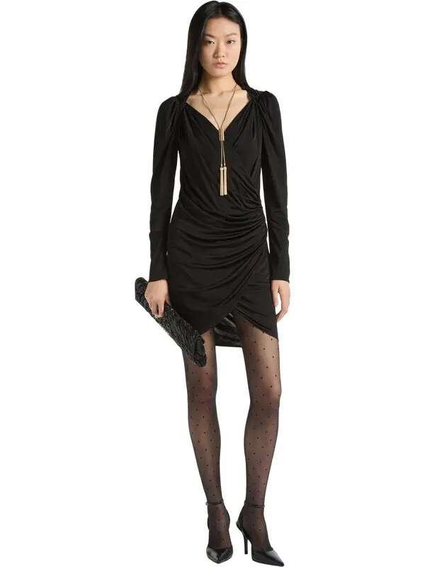 Balmain Draped Flowing Jersey Dress - Black