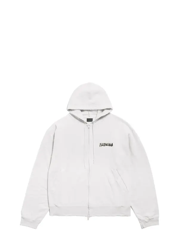 Balenciaga Masking Tape Oversized Zip-up Hoodie - White