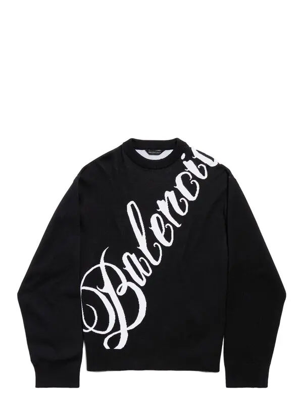 Balenciaga Big B Jacquard Crewneck - Black